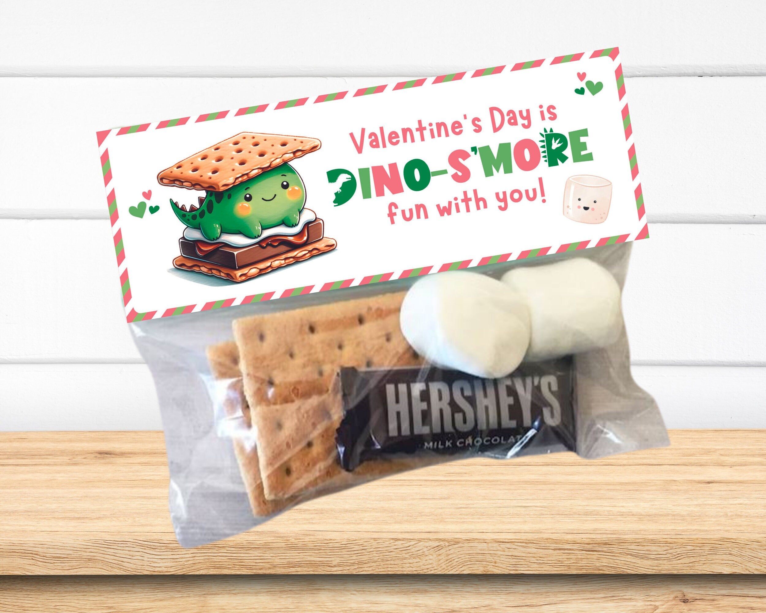 PRINTABLE S'mores Valentines, Dinosaur Valentine Card, S'mores Treat ...
