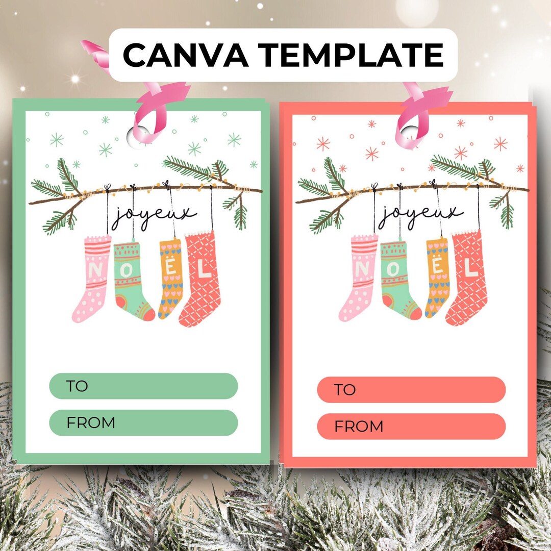 EDITABLE Joyeux Noel Merry Christmas Gift Tags, Printable Joyeux Noel ...