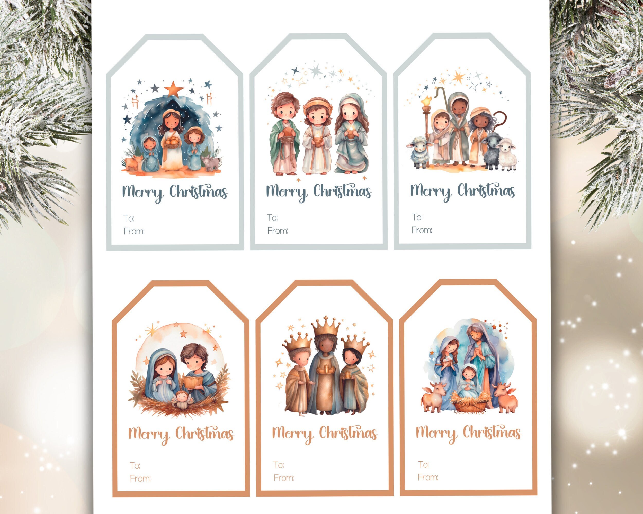 Kids Nativity Gift Tag, Christmas Printable Tags, Christmas Favor Tags ...
