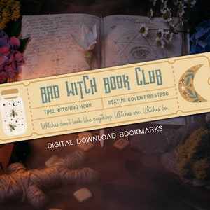 Bad Witch Book Club Bookmark, Printable Witch Ticket Bookmarks, Witch ...