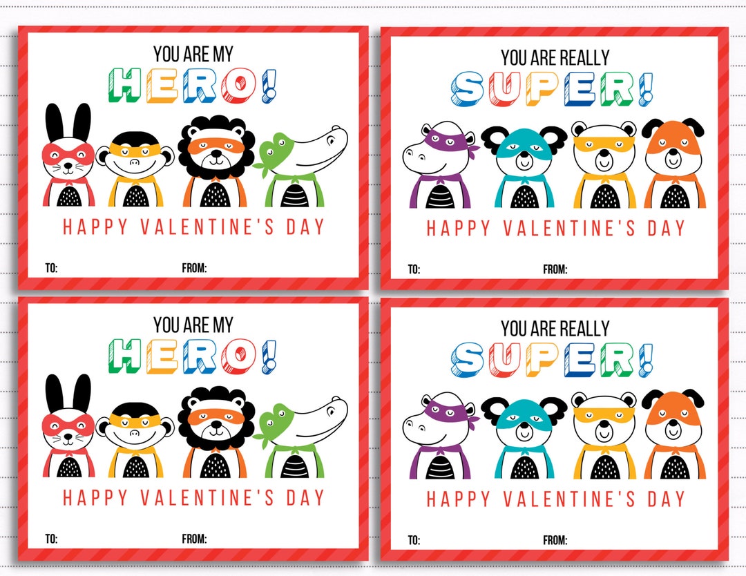 Animal Superheroes / Superhero Valentines / Hero Classroom Valentines ...