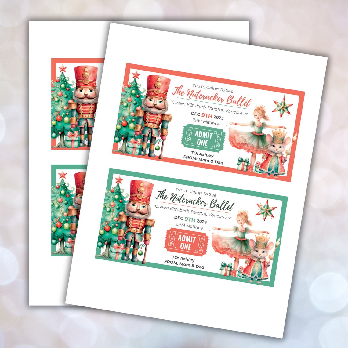 Editable Nutcracker Ticket Personalized Nutcracker Ballet - Etsy Canada