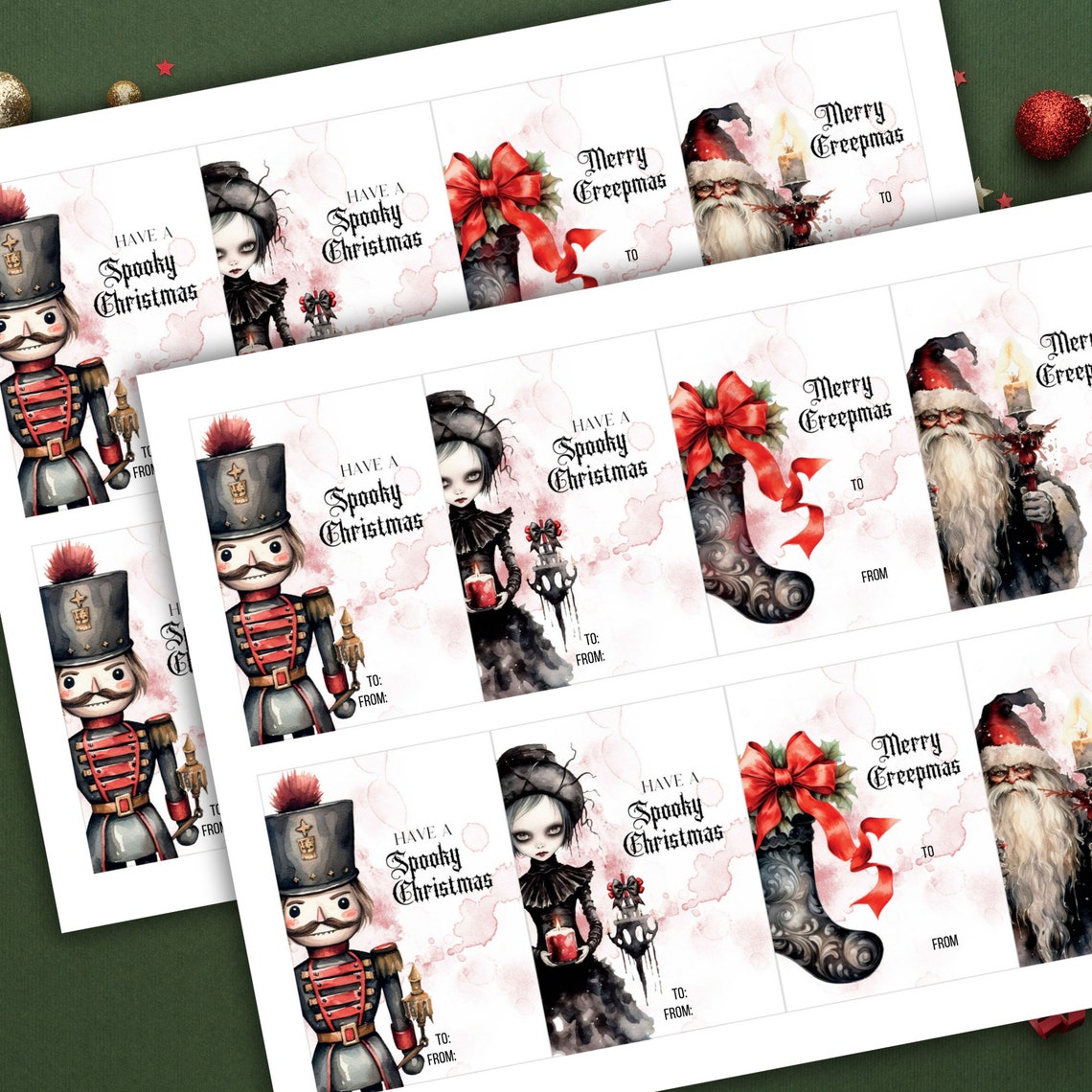 Gothic Spooky Christmas Hang Tags, Editable Creepmas Favor Tags, Spooky ...