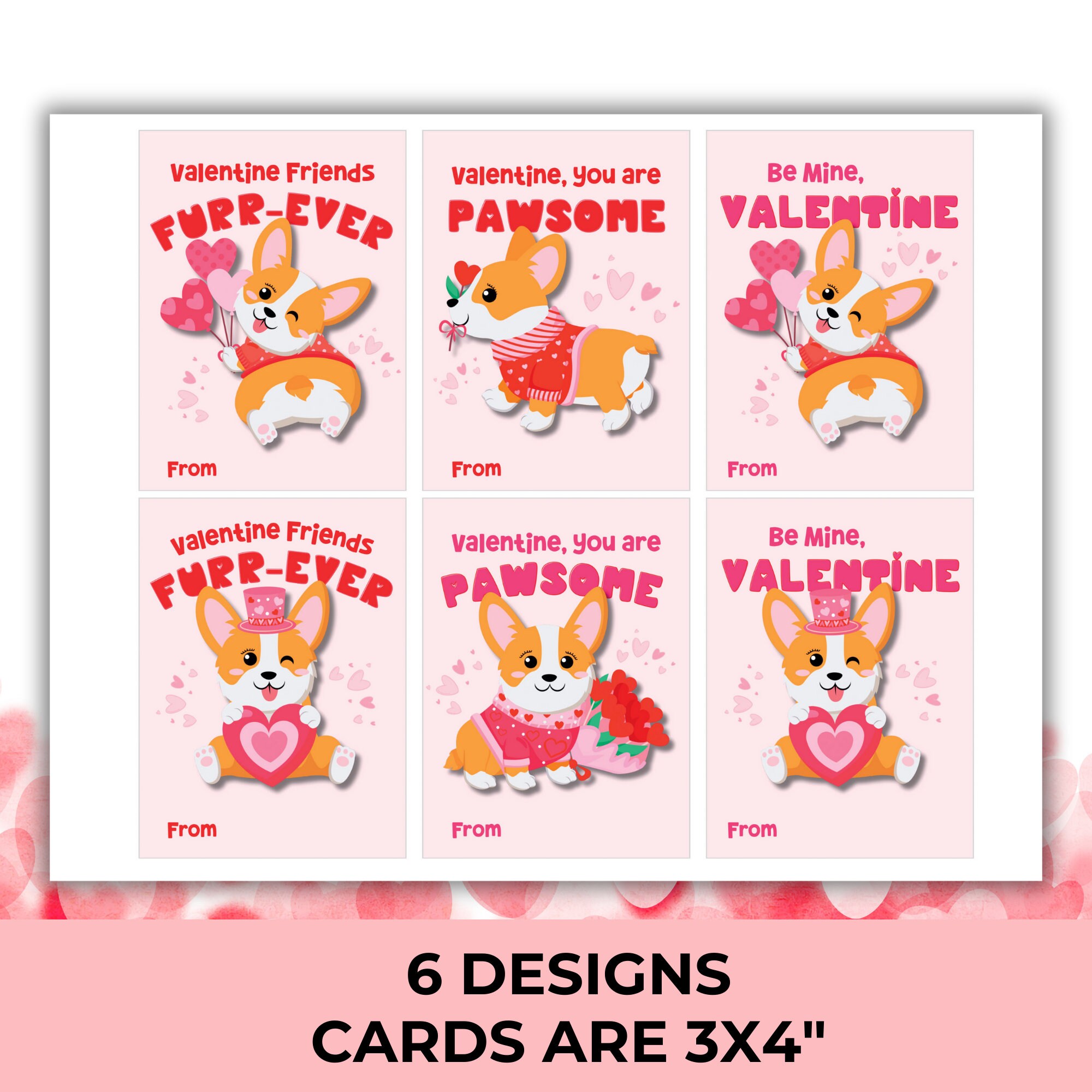 EDITABLE Corgi Dog Valentine Card, Printable You Are Pawsome, DIY ...