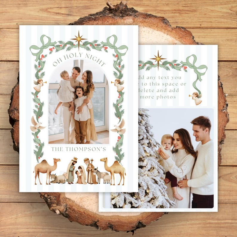 Nativity Christmas Photo Card Printable, Holiday Photo Card Template ...