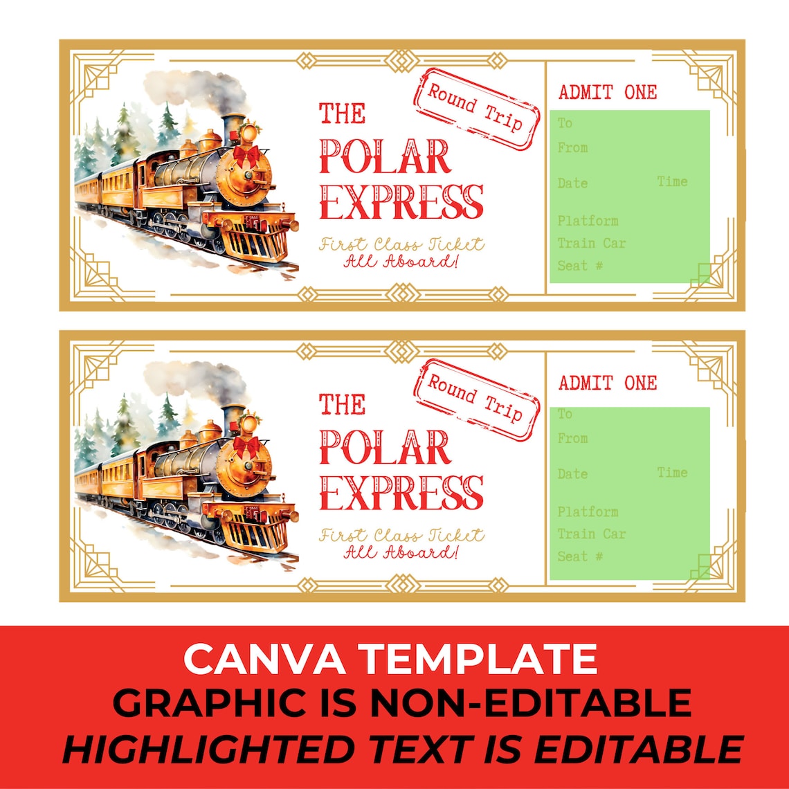 Polar Express Ticket Template, Personalized Surprise Gift Certificate ...
