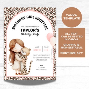 EDITABLE Leopard Birthday Invitation, Wild One Cheetah Birthday Party ...