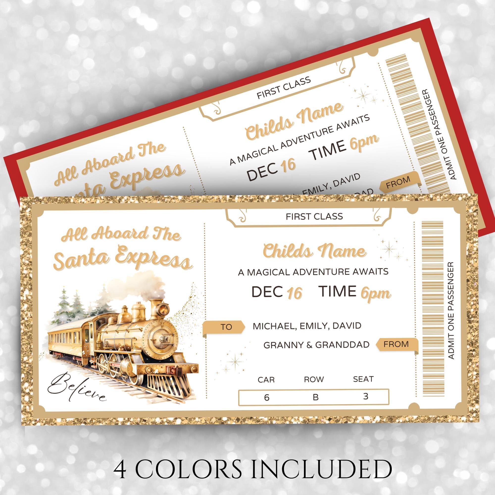 Polar Train Ticket Template, Personalized Surprise Gift Certificate ...