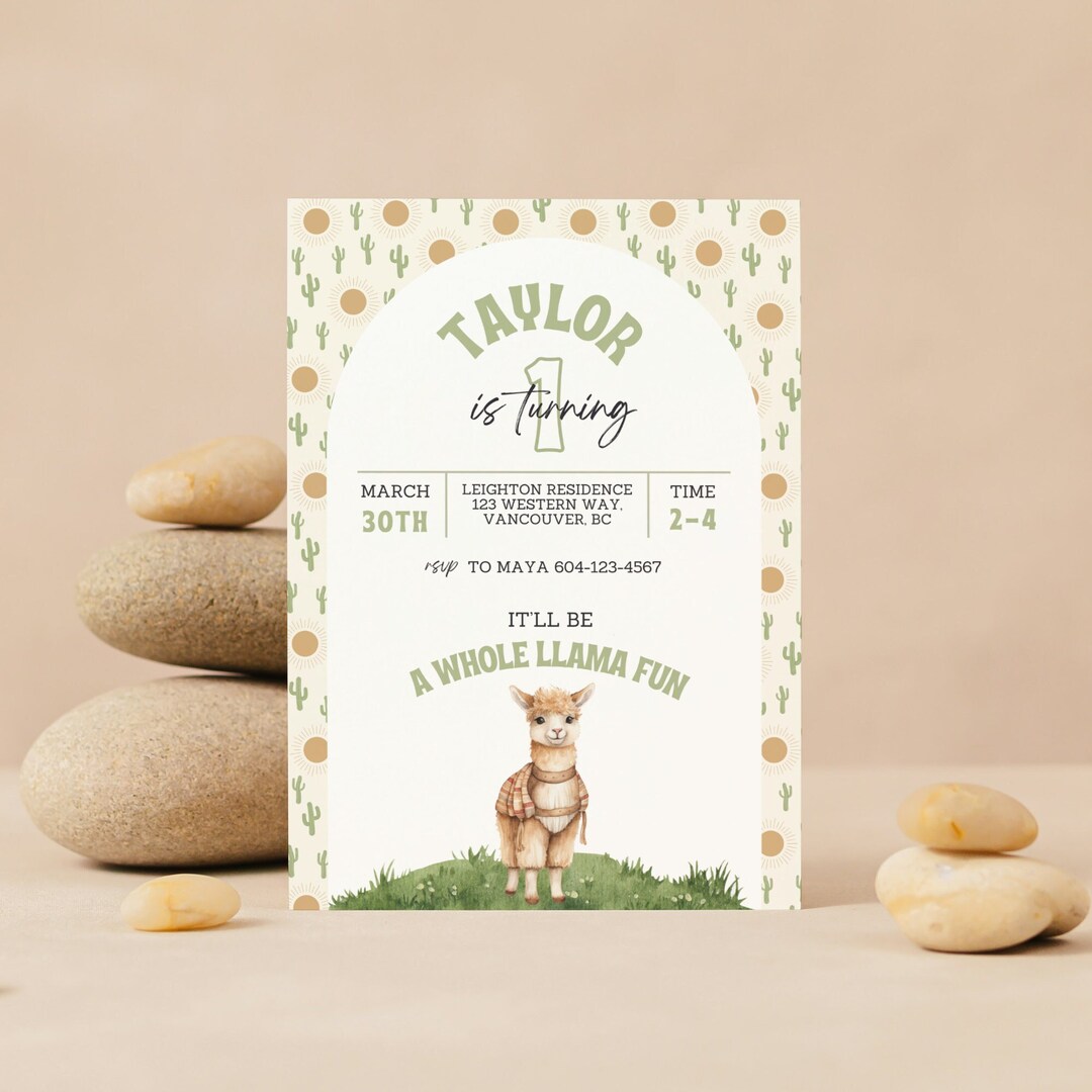 EDITABLE Llama Birthday Invitation, A Whole Llama Fun, Llama Invitation ...