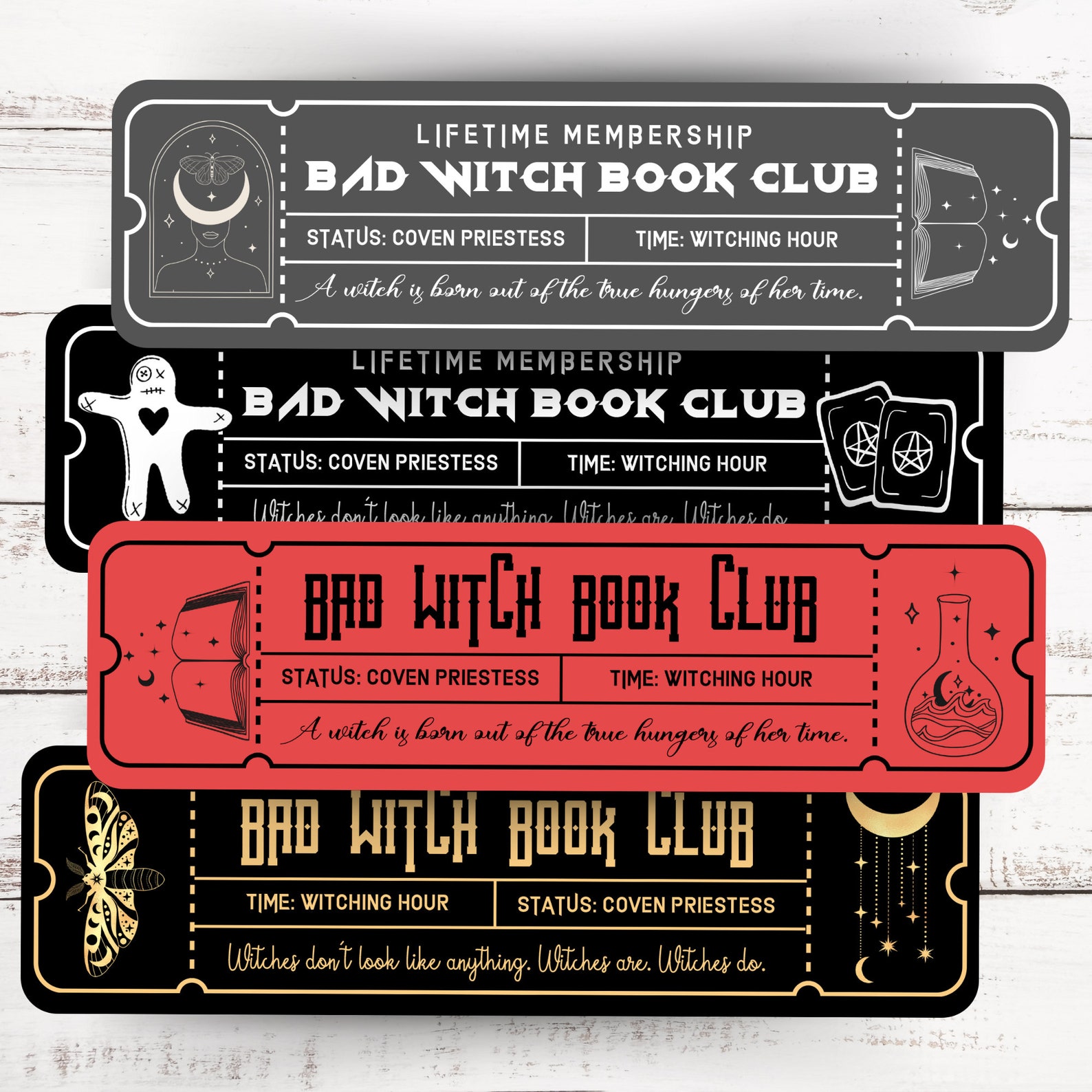 Bad Witch Book Club Bookmark, Witch Ticket Bookmarks, Witch Books ...