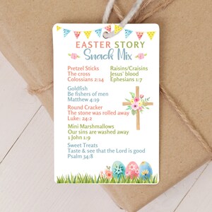 Religious Easter Story Snack Mix Printable Gift Tags, Easter Basket ...