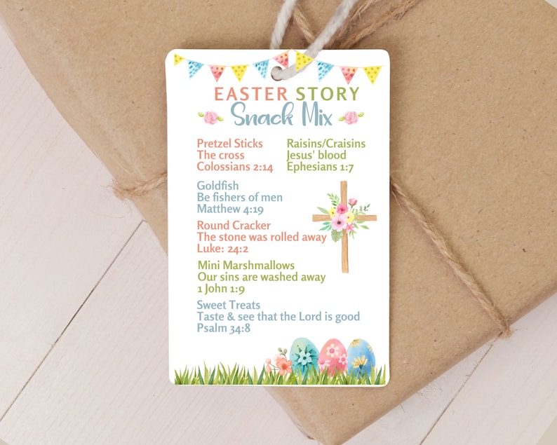 Religious Easter Story Snack Mix Printable Gift Tags Easter - Etsy