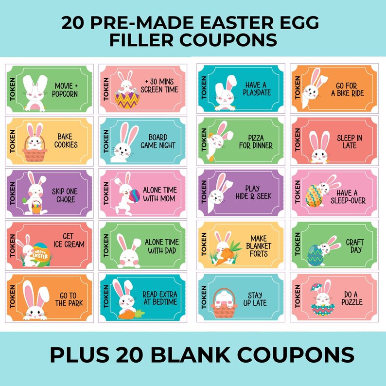 Printable Easter Egg Tokens, Easter Egg Filler Coupons, Easter Coupons ...