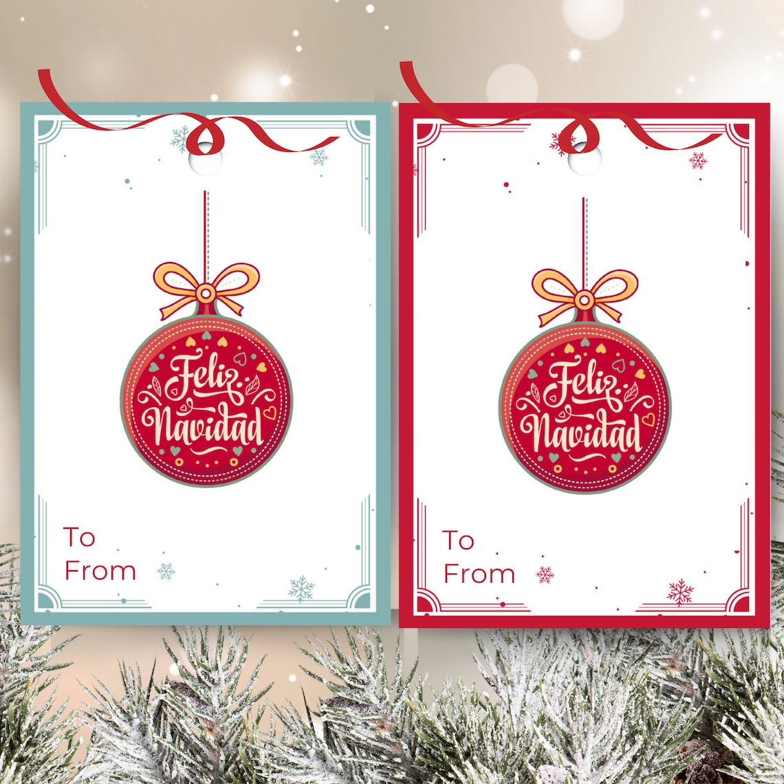 EDITABLE Feliz Navidad Tag, Spanish Christmas Gift Tags, Printable ...