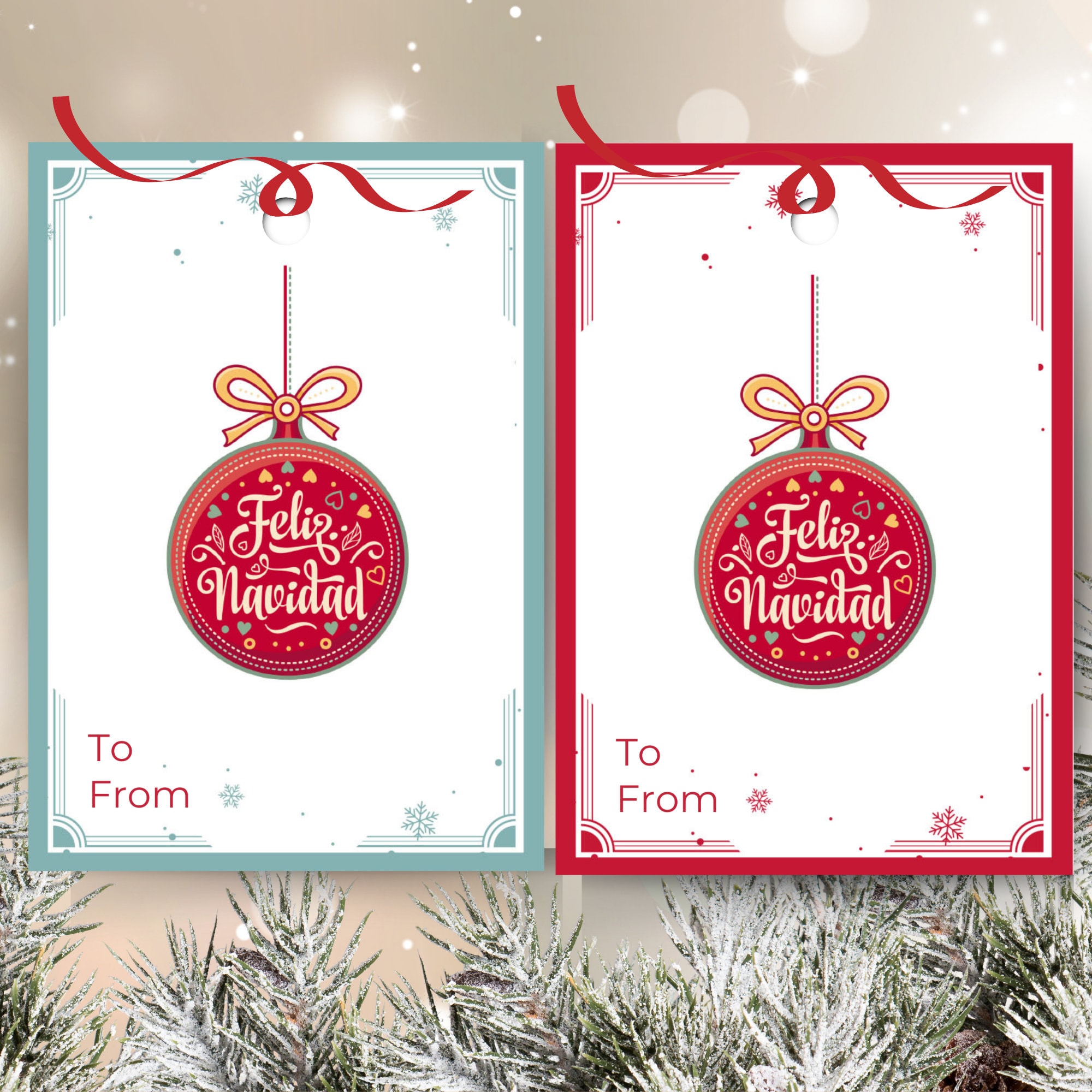EDITABLE Feliz Navidad Tag, Spanish Christmas Gift Tags, Printable ...
