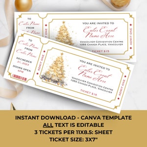 Christmas Event Ticket Template, Modern Holiday Event Gift Surprise ...