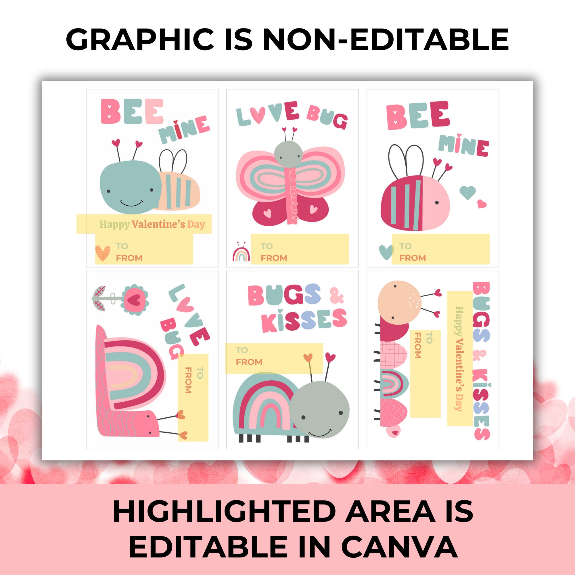 EDITABLE Love Bug Valentine Card, Bug Printable Valentines, Bee Mine ...