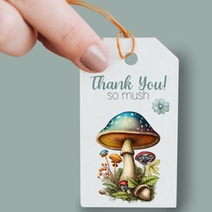 Mushroom Gift Tags, Watercolor Mushroom, Printable Thank You Tags ...