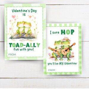 EDITABLE Frog Valentine's Day Cards SET, 12 Printable Valentines, Hoppy ...