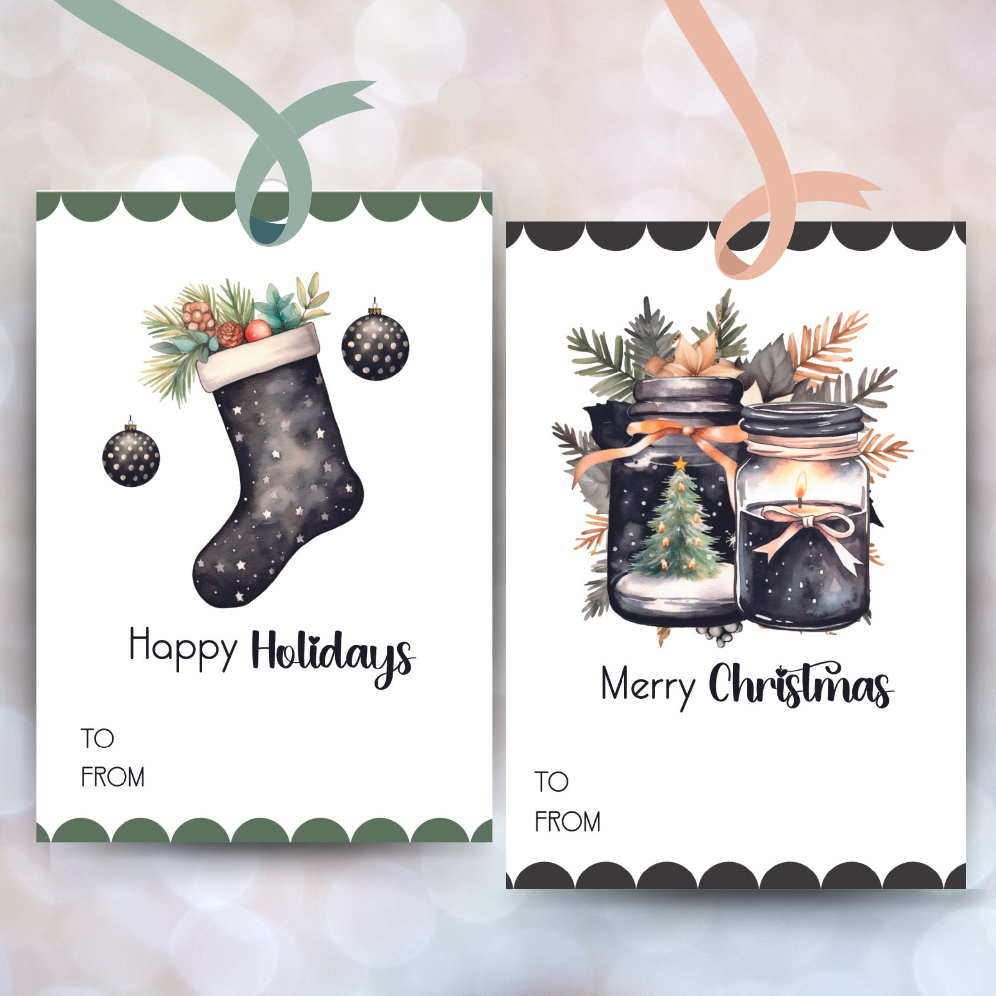 Editable Gothic Christmas Tags Printable Black Christmas Gift - Etsy