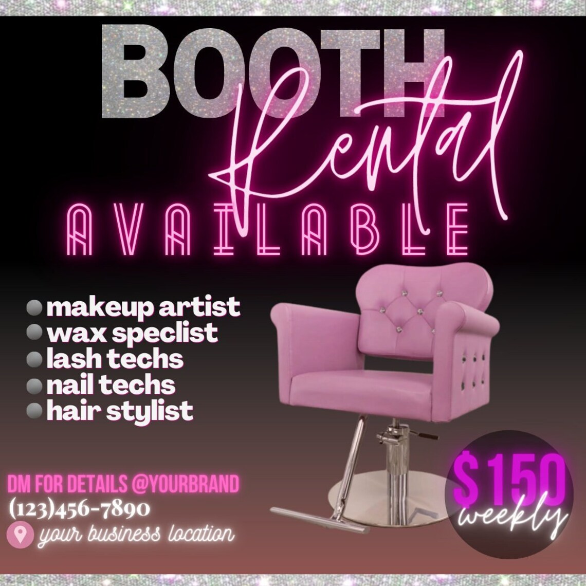 DIY Flyer Booth Rental Template for Salonsspasmakeup - Etsy