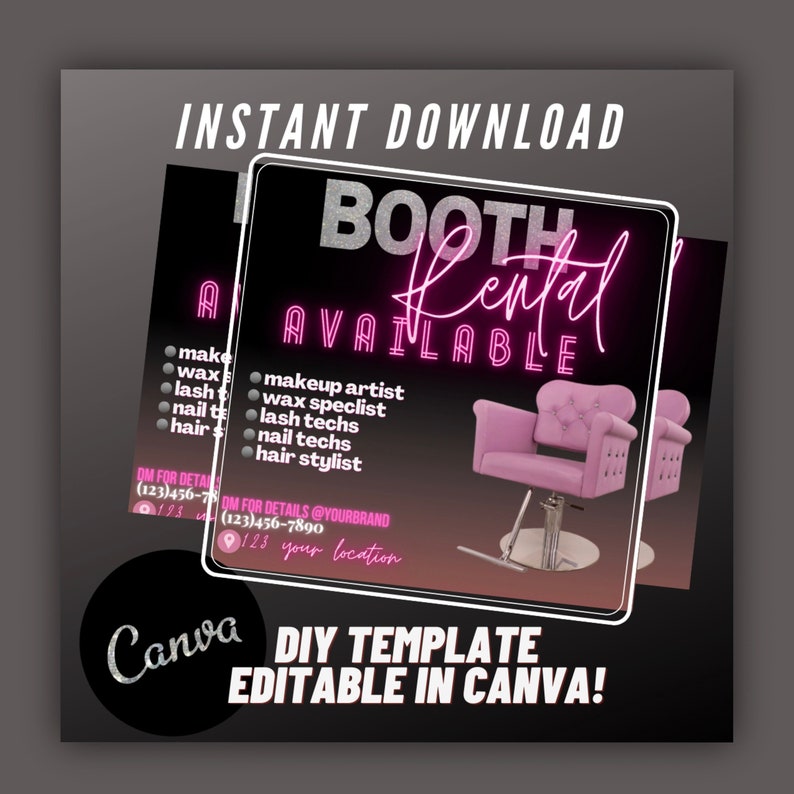 DIY Flyer Booth Rental Template for Salons,spas,makeup Studios,hair ...