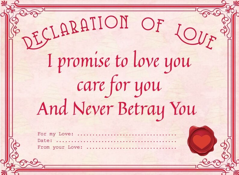 Certificate of Love Valentines Day Digital Download - Etsy