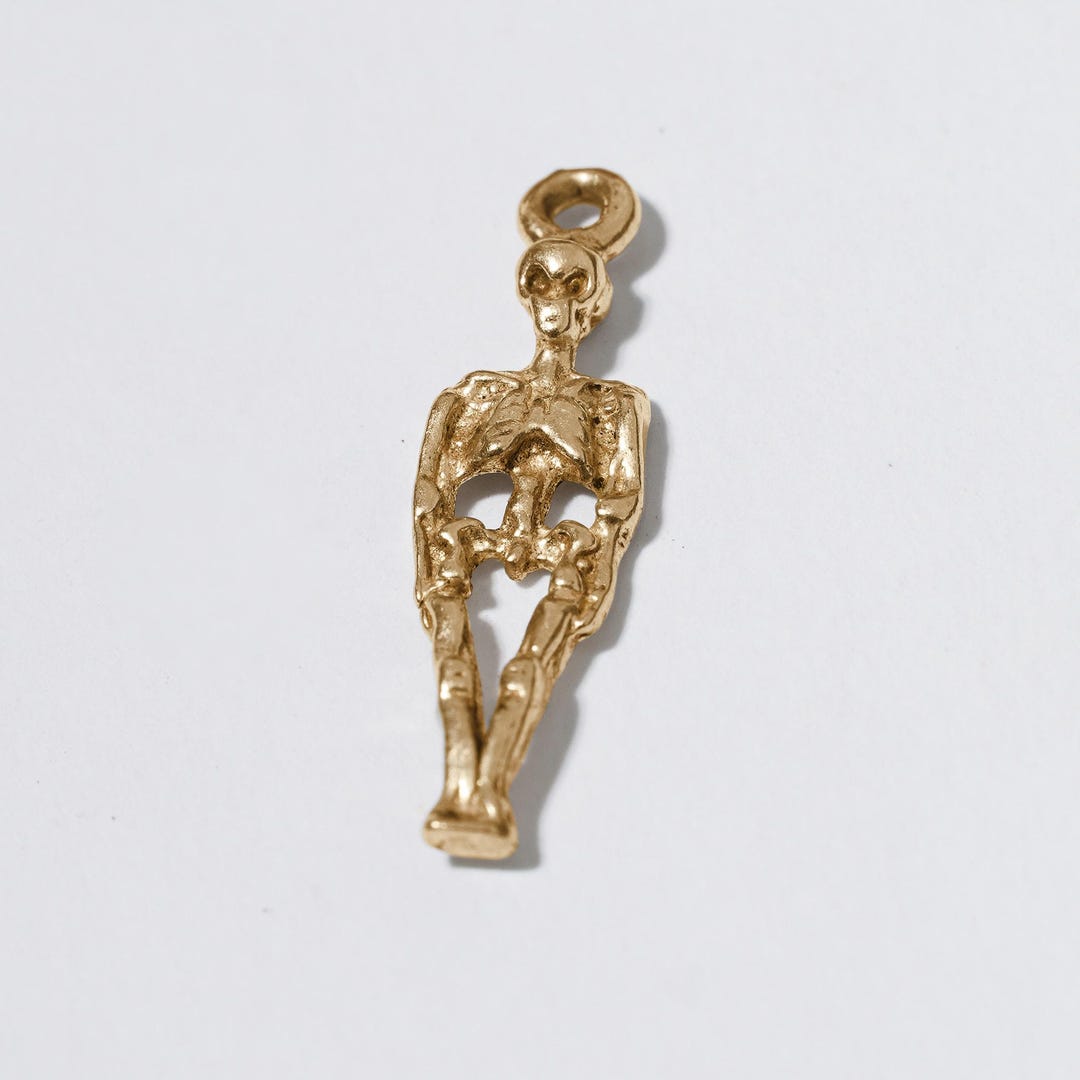 Solid 18ct Gold Skull Skeleton Bones Charm Necklace Pendant - Etsy
