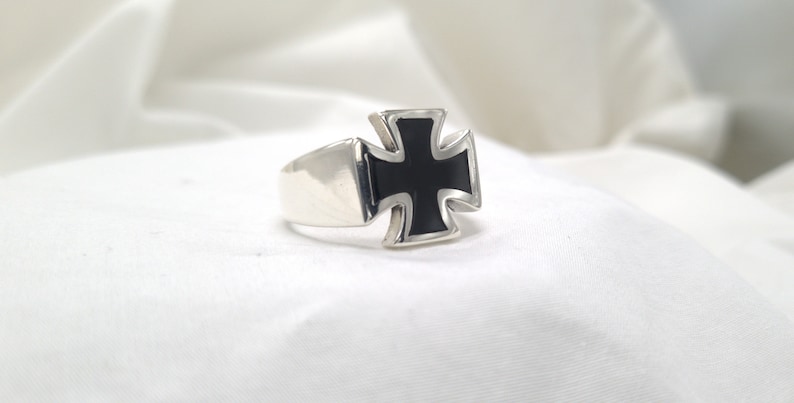 925 Sterling Silver Iron Cross Ring - Etsy