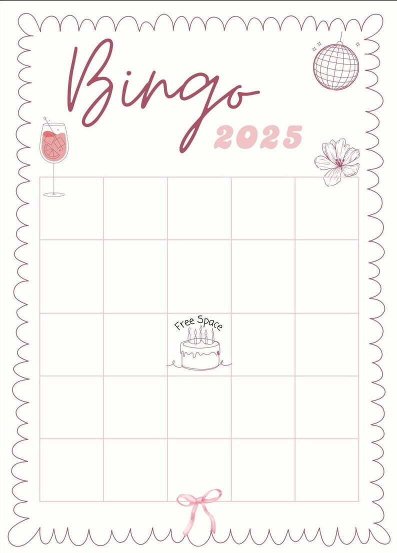 Goals, Bingo, 2025, Organization, Digital, Pink, Vision Board - Etsy