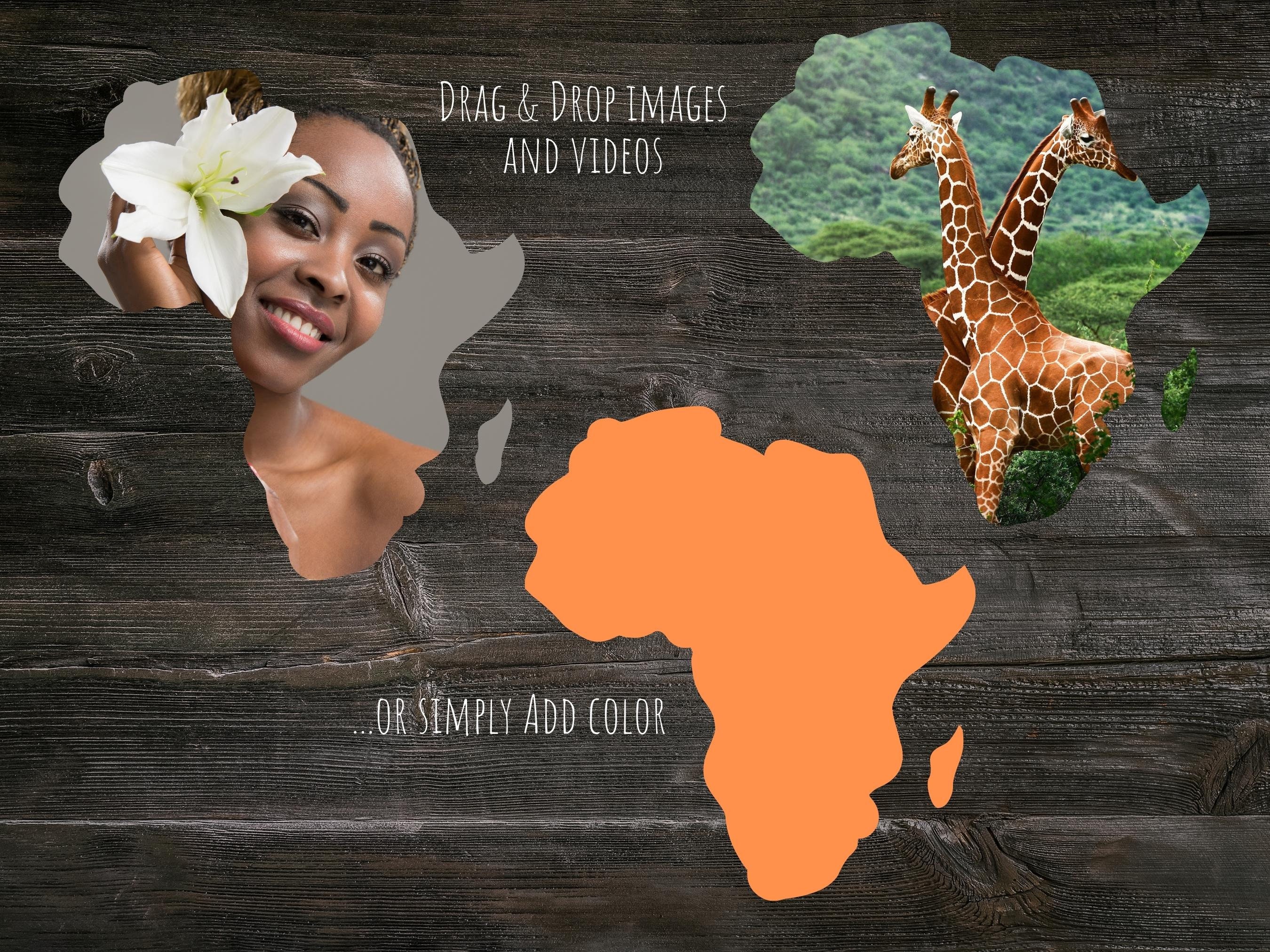 Map Africa Custom Canva Frame, Map Africa Templates, Editable Canva ...