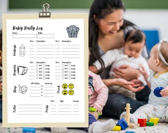 Baby Daily Log Printable, Infant Daily Log, Baby Care Journal, Newborn ...