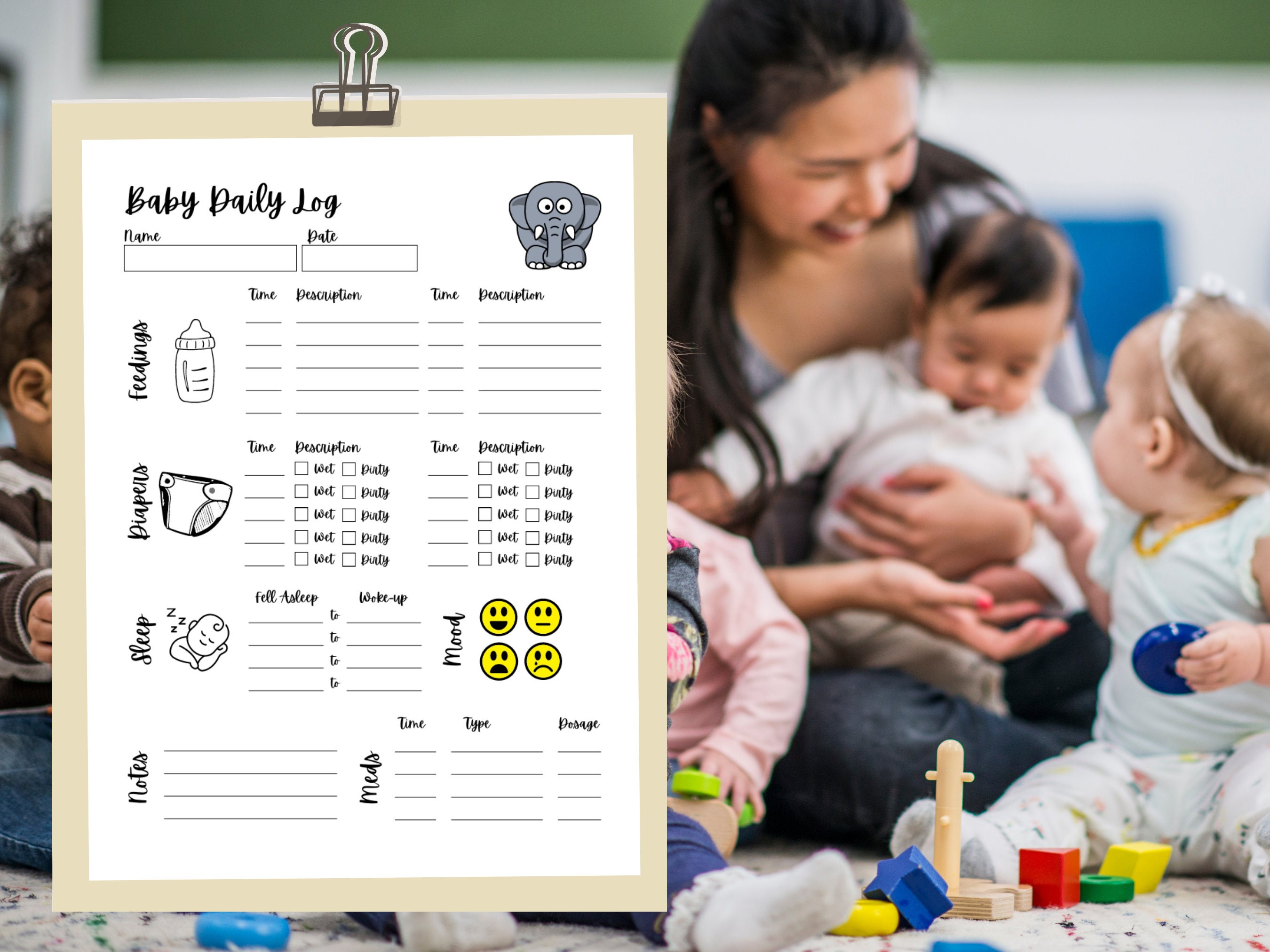 Infant Daily Log, Baby Daily Log, Baby Care Journal, Infant Activity ...