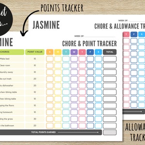 Editable Allowance & Point Tracker With Chore Tracker for Kids ...