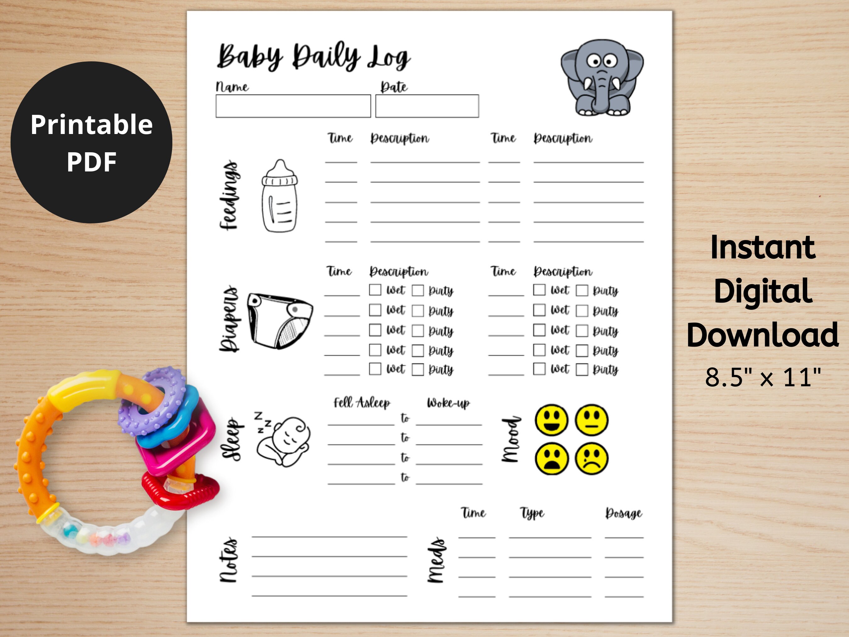 Infant Daily Log, Baby Daily Log, Baby Care Journal, Infant Activity ...