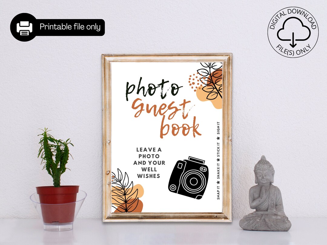 Boho Photo Booth Guest Book Sign, Polaroid Guestbook, Wedding Sign for ...