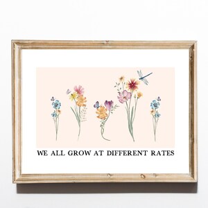We All Grow at Different Rates, Growth Mindset Poster, Classroom Decor ...