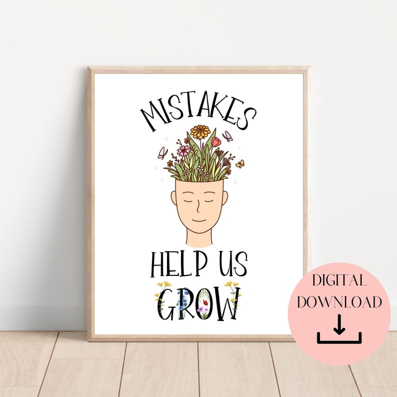 Mistakes Help Us Grow, Growth Mindset, Classroom Poster, School ...