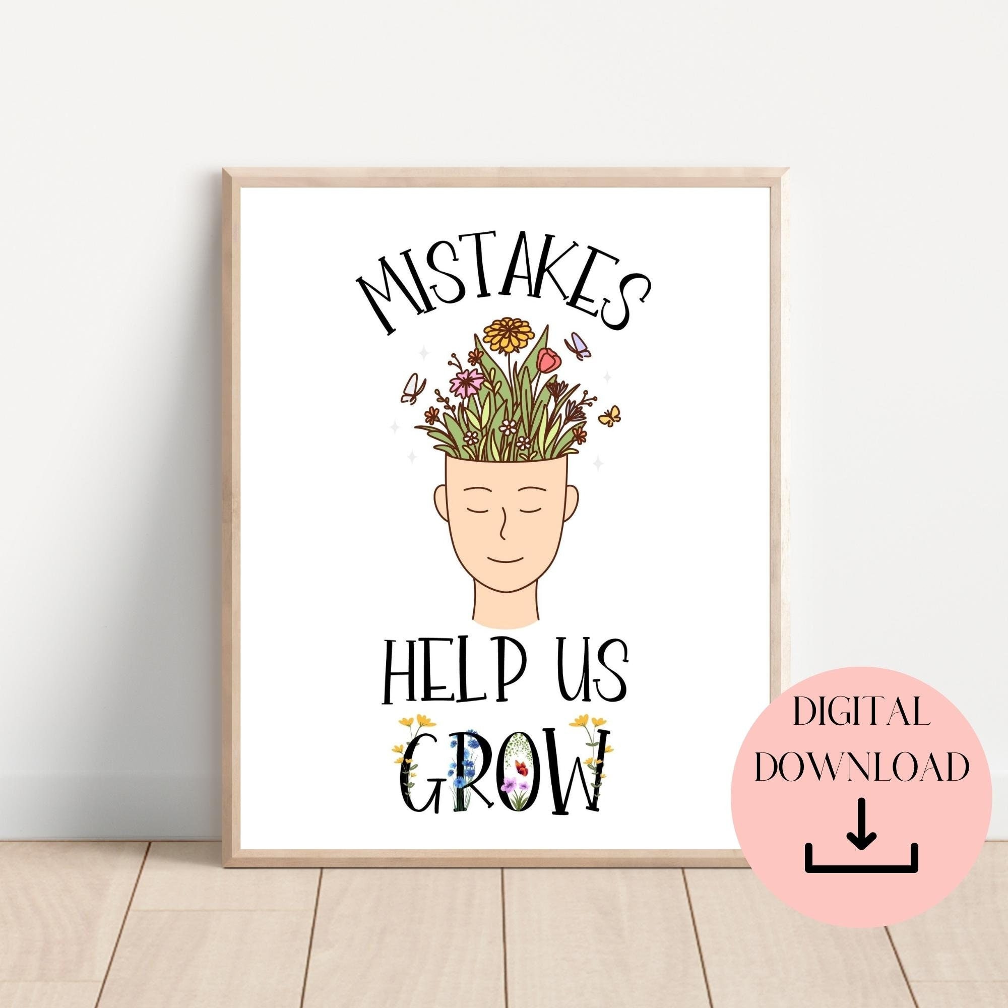 Mistakes Help Us Grow, Growth Mindset, Classroom Poster, School ...
