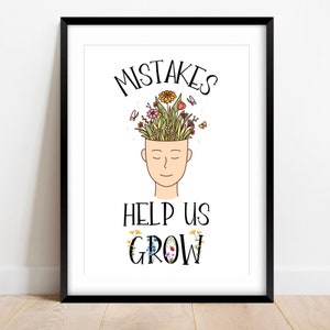 Mistakes Help Us Grow, Growth Mindset, Classroom Poster, School ...