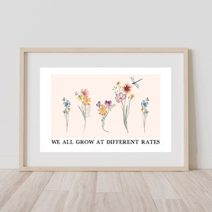 We All Grow at Different Rates, Growth Mindset Poster, Classroom Decor ...