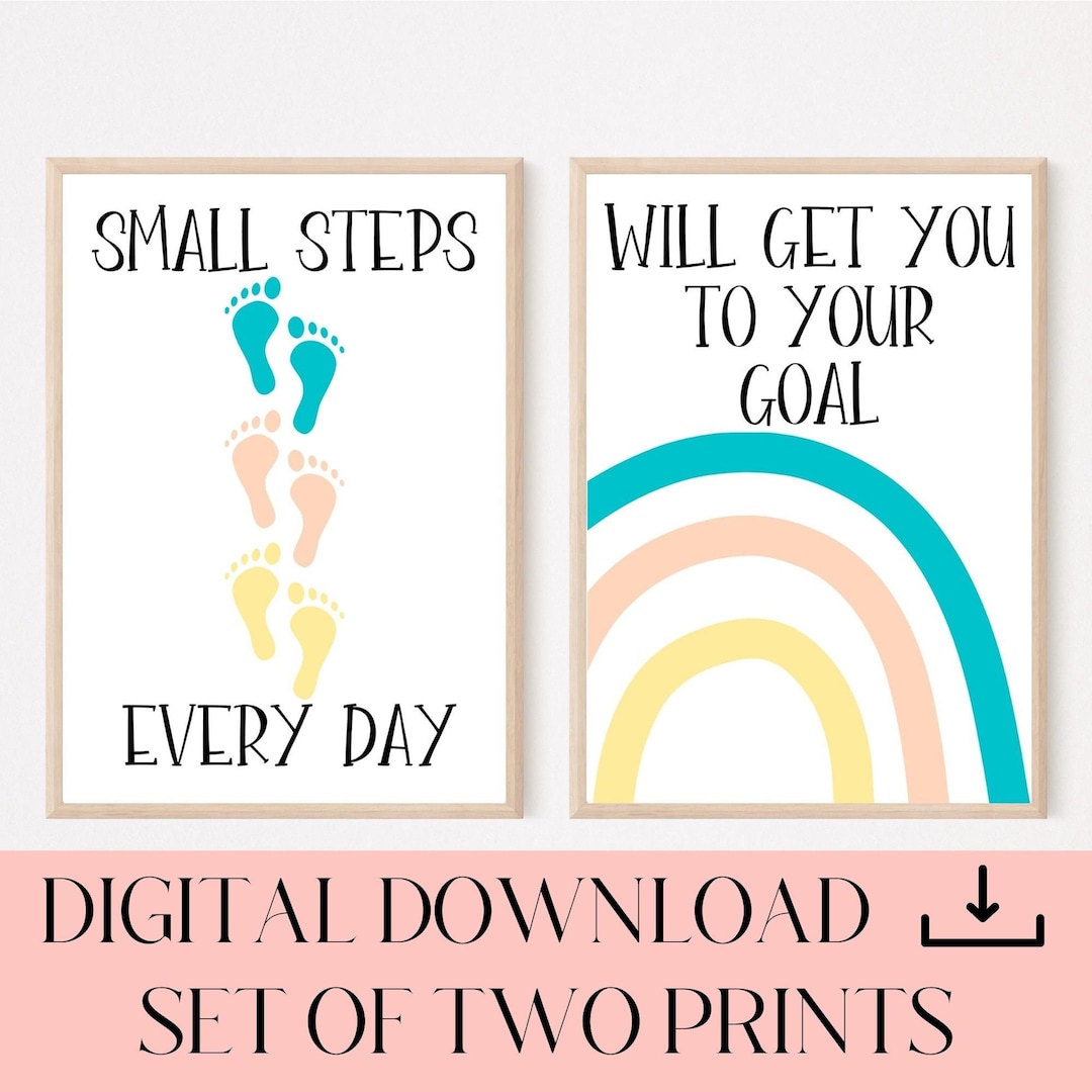 Small Steps, Set of Two Prints, Growth Mindset Poster, Classroom Decor ...