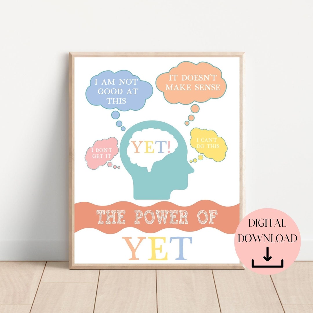 The Power of Yet, Growth Mindset Poster, Classroom Poster, School ...