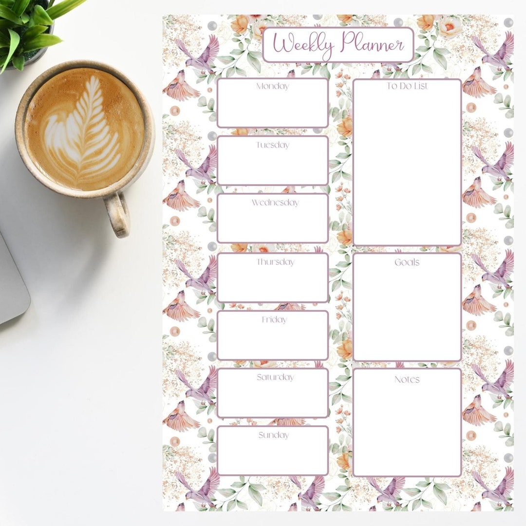 Weekly Planner Printable, Springtime Birds, Printable Weekly Planner ...
