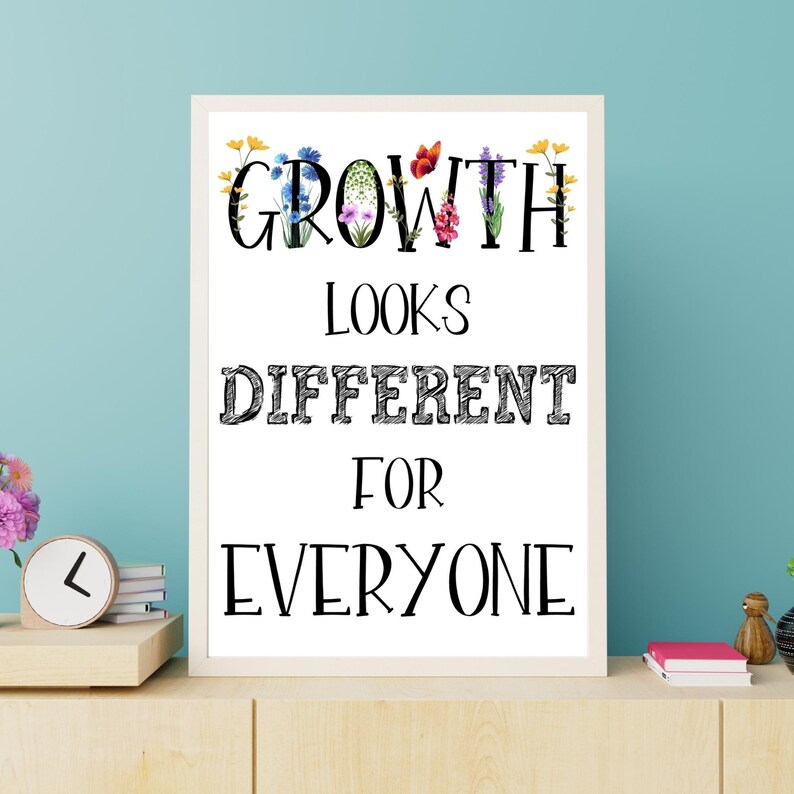 Growth Looks Different, Growth Mindset Poster, School Psychologist ...