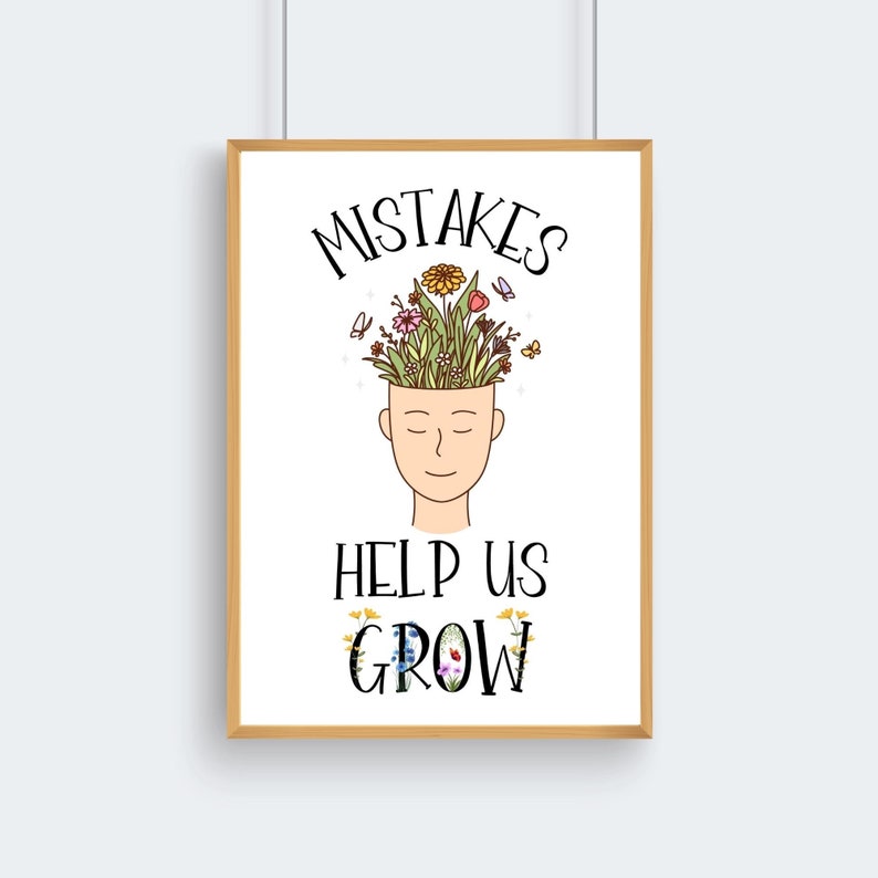 Mistakes Help Us Grow, Growth Mindset, Classroom Poster, School ...