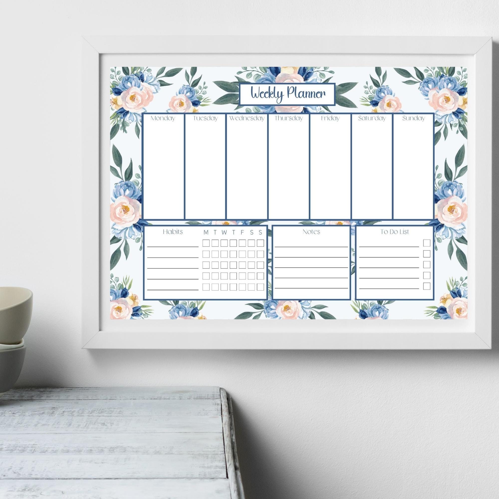 Weekly Planner Printable, Peony Weekly Planner, Desk Weekly Planner ...