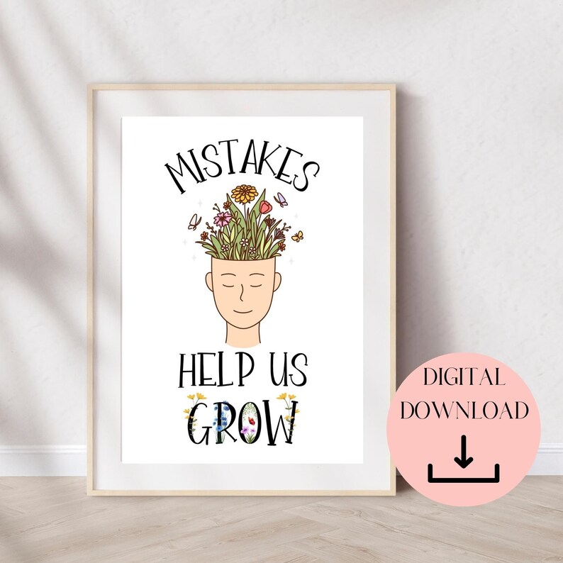 Mistakes Help Us Grow, Growth Mindset, Classroom Poster, School ...