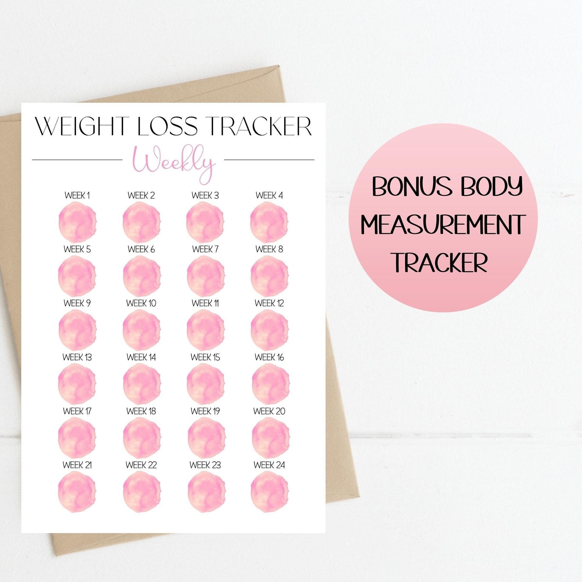 Weight Loss Tracker, Rose Gold Weight Loss Printable, Body Measurement ...