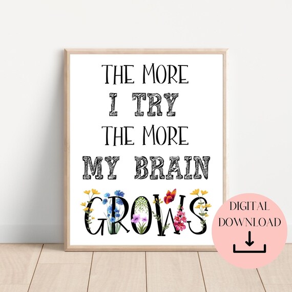 The More I Try Growth Mindset Poster Classroom Poster - Etsy